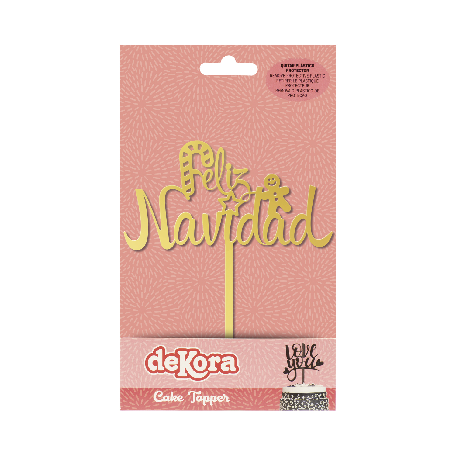 CAKE TOPPER FELIZ NAVIDAD ORO 11X14CM - Almacenes Montemar